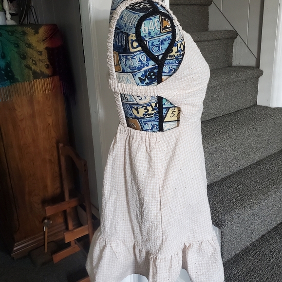 ILLA ILLA | Dresses | Illa Illa Cream White Plaid Floral Elastic Back ...